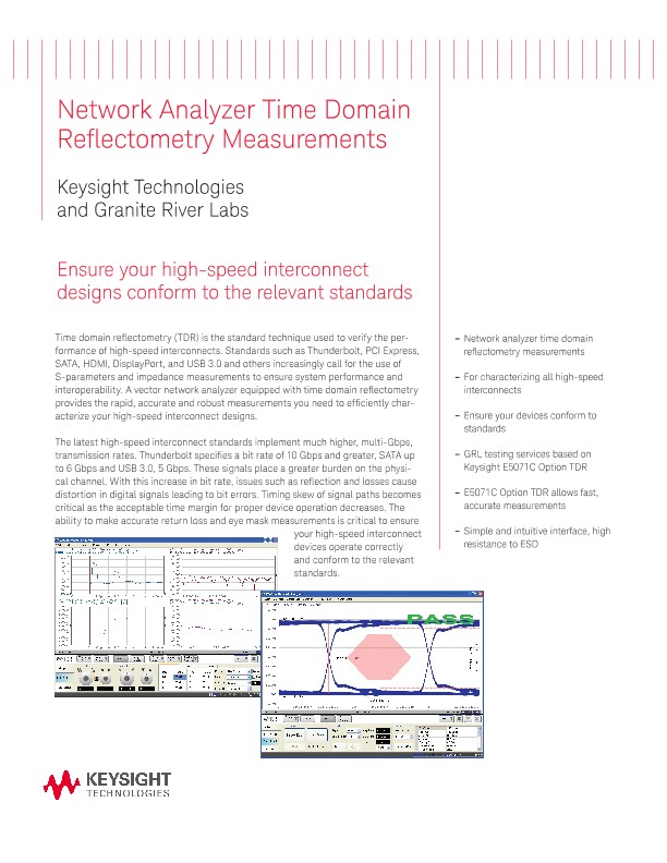 Network Analyzer Time Domain Reflectometry Measurements PDF Asset Page | Keysight